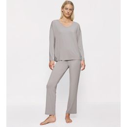 Triumph Damen Pyjama &raquo;Timeless Sensuality PK LSL&laquo; 2 tlg. atumgsaktiv und weich grau 40