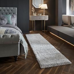 FLAIR RUGS Hochflor-L&auml;ufer &raquo;Feather&laquo; rechteckig 40 mm H&ouml;he grau Kunstfaser B : 60cm 1 Stk., 40mm, L: 230cm