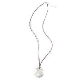 Firetti Damen Lange Kette &raquo;mit runden mattiertem Anh&auml;nger&laquo; grau Metall Synthetik, L: 103