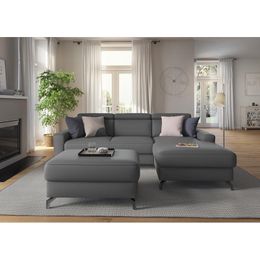 Sit & More sit&more Ecksofa &raquo;Scarlett L-Form&laquo; inklusive Kopfteilverstellung, optional Schlaffunktion & Bettkasten grau B/H/T: 258cm x 172cm, Luxus-Microfaser 