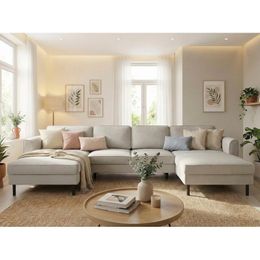 Home Affaire Wohnlandschaft &raquo;Booster II, whlw. mit Schlaffunktion & Bettkasten, Fu&szlig; schwarz&laquo; Sofa in U-Form, Breite 305 cm, in Cord oder Struktur LEO 