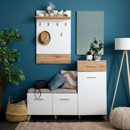 Home Affaire Garderoben-Set &raquo;Sein Kompaktgarderobe, Flurgarderobe, Dielenschrank, Hochglanzfronten&laquo; Komplett-Set, 4 Stk. tlg. wei&szlig; Glas, 
