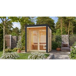 Karibu Saunahaus &raquo;Anja 1&laquo; Set braun Saunaofen, externe Steuerung, 9 kW