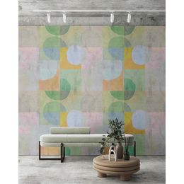 Livingwalls living walls Vliestapete &raquo;Geometrische Tapete Pastellfarben Abstrakte Formen&laquo; matt glatt bunt Vlies B/L: 2,7m x 4m, Rollen: 1