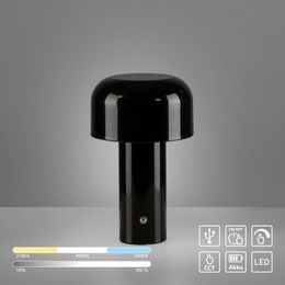 JUST LIGHT Tischleuchte &raquo;AGNES&laquo; LED-Modul 1 Stk. warmwei&szlig; - kaltwei&szlig; Akkuleuchte schwarz 1, &Oslash; 12,9cm H: 21,6cm, 1 Stk.