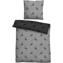 Biberna Wendebettw&auml;sche &raquo;0614609&laquo; 2 Stk. feiner Glanz + weicher Griff, pflegeleicht, ganzj&auml;hrig einsetzbar, RV grau Satin, Obermaterial: 100% Baumwolle B/L: 