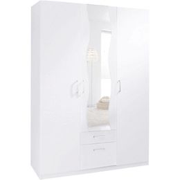 Priess Kleiderschrank wei&szlig; Holzwerkstoff B/H/T: 140cm x 193cm x 54cm, Schubladen: 2 Stk. 3-t&uuml;rig
