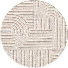 Ayyildiz Teppiche Teppich &raquo;ART 1121, auch als L&auml;ufer und in Rund erh&auml;ltlich&laquo; rund 20 mm H&ouml;he Boho Design, 3D Optik, Struktur Hoch Tief, skandinavisch, Wohnzimmer beige 