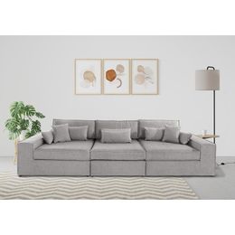 OTTO home 3-Sitzer &raquo;Enid&laquo; 3 Teile, bestehend aus Modulen, in vielen Bez&uuml;gen, auch in Breitcord grau Baumwollmix (60% Baumwolle/40% Leinen);Struktur 