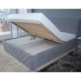 Westfalia Schlafkomfort Polsterbett inkl. Bettkasten bei Ausf&uuml;hrung mit Matratze grau Bezug Bett: Microfaser (100% Polyester);Bonnell-Federkernmatratze: 51% Polypropylen, 39%