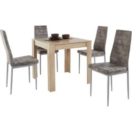 OTTO home Essgruppe Set, 5 Stk. tlg. Tischgruppe f&uuml;r kleine R&auml;ume grau B/H/T: 80cm, Microfaser