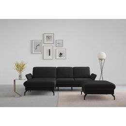 Sit & More sit&more Ecksofa &raquo;Fashion L-Form&laquo; wahlweise mit Kopfteilverstellung und Vorziehsitz, motorisch schwarz B/H/T: 253cm x 84cm x 165cm, Luxus-Microfaser 