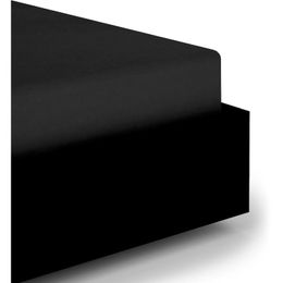 Spannbettlaken &raquo;Elementi&laquo; Laken aus 100% Baumwolle, hochwertiges Mako-Satin, Betttuch ab 90x200 schwarz Mako-Satin, Obermaterial: 100% Baumwolle B/L: 