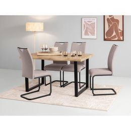 Hela Essgruppe &raquo;GISELLE Esszimmer, Essgruppe, Sitzgruppe&laquo; Set, 5er Set, Tisch plus 4 St&uuml;hle, 5 Stk. tlg. Esstisch U-Gestell Metall, Tischplatte mit 