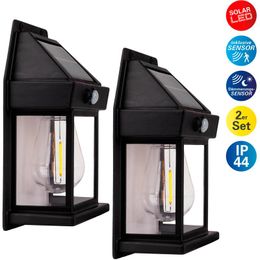 N&auml;ve n&auml;ve Au&szlig;en-Wandleuchte &raquo;MIRA&laquo; LED-Modul 2 Stk. 2er Set Solar schwarz, D&auml;mmerungssensor, Bewegungssensor schwarz &Oslash; 5,8cm H: 17cm, 2 Stk.