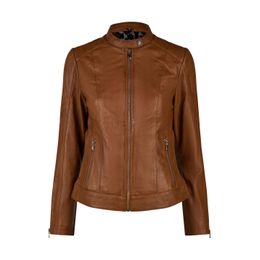 Apple of Eden Damen Lederjacke "Apple of Eden Lederjacke", braun, Gr. 38, uni, Obermaterial: 100% Lammleder LEL., Jacken, Stehkragen mit Druckknopf