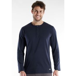 Tom Tailor Herren Langarmshirt "Cansas", Gr. 54, blau, Single Jersey, Obermaterial: 100% Baumwolle, unifarben, Shirts, mit Knopfleiste,