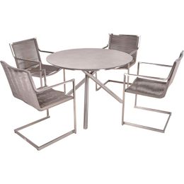 Garden Pleasure Garten-Essgruppe &raquo;SIENNA&laquo; 5 Stk. tlg. grau Edelstahl Einheitsgr&ouml;&szlig;e