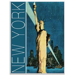 Artland Glasbild &raquo;New York Vintage Reiseplakat&laquo; Amerika 1 Stk. tlg. in verschiedenen Gr&ouml;&szlig;en blau B/H/T: 45cm x 60cm, Glasbild Amerika Hochformat, 1 Stk.