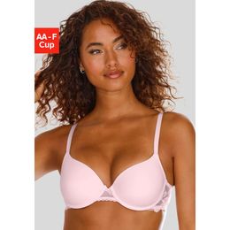 Lascana Damen Lascana Schalen-BH &raquo;Vittoria&laquo; mit B&uuml;gel, weiche Spitze & seidige Microfaser, bequemer BH, T-Shirt-BH rosa 90, Cup C
