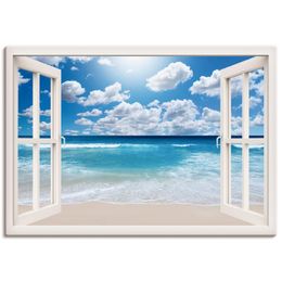 Artland Wandbild &raquo;Fensterblick Gro&szlig;artige Strandlandschaft&laquo; Fensterblick 1 Stk. tlg. als Leinwandbild, Poster in verschied. Gr&ouml;&szlig;en wei&szlig; Leinwand B/H/T: 100cm 