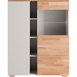OTTO home Highboard &raquo;Citra teilmassiv&laquo; H&ouml;he 145cm, moderne grifflose Optik mit push to open Funktion grau B/H/T: 115cm x 145cm x 35cm, teilmassiv, 