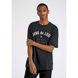 Junk De Luxe Herren Kurzarmshirt "T-Shirt (Kurzarm) Relaxed Fit", schwarz, Gr. L, unifarben, Obermaterial: 100% Baumwolle, Shirts