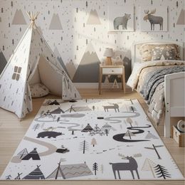 Ayyildiz Teppiche Kinderteppich &raquo;COCO 1135 , auch in rund erh&auml;ltlich&laquo; rechteckig 8 mm H&ouml;he Waschbar bei 30 &deg;C, rutschhemmend, OEKO-TEX zertifiziert, Waldtiere B : 200cm