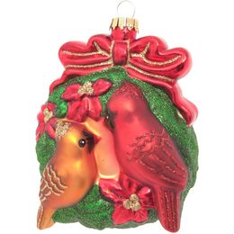 Christbaumschmuck &raquo;Kardinalvogelp&auml;rchen&laquo; Christbaumschmuck aus Glas, mundgeblasen, handgefertigt, Tierfigur rot Glas Einheitsgr&ouml;&szlig;e