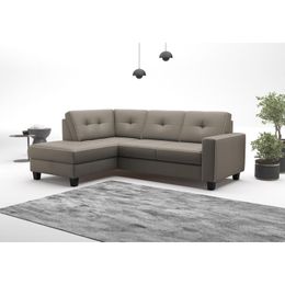OTTO home Ecksofa &raquo;Varese&laquo; wahlweise mit Schlaffunktion und Bettkasten B/H/T: 226cm x 91cm x 170cm, NaturLEDER Stoff, Ottomane links,mit Bettfunktion,