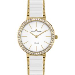 Jacques Lemans Damen Quarzuhr &raquo;Monaco&laquo; Armbanduhr, Damenuhr, Keramik, analog gold Einheitsgr&ouml;&szlig;e