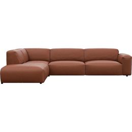 FLEXLUX Ecksofa &raquo;Lucera, super bequem durch hochwertigen Sitzaufbau mit Kaltschaum&laquo; modern & anschmiegsam, L-Form, Designsofa braun 100% Echteder B/H/