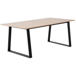 Esstisch &raquo;Meza Designtisch mit Auszugsfunktion und 2 Einlegeplatten&laquo; abgerundete Tischplatte MDF, Trapez Metallgestell beige Tischplatte: Wei&szlig; 