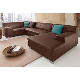 DOMO collection Wohnlandschaft &raquo;Amando in vielen Bezugsvarianten, auch in Leder, komfortabel, U-Form&laquo; wahlweise mit Bettfunktion, fester Sitzkomfort, 