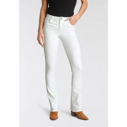 Arizona Damen Bootcut-Jeans &raquo;Ultra-Stretch&laquo; normale Passform, Baby-Bootcut, Used-Look-Waschung wei&szlig; 52, N-Gr