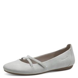 Tamaris Damen Ballerina &raquo;Caterina&laquo; Flats, Festtagsmode, Slipper mit Gummizugriemchen wei&szlig; 40 (6,5)
