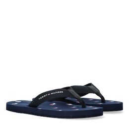 Tommy Hilfiger Damen Zehentrenner Pool Slides, Badeschuh, Strandschuh mit Zehensteg blau 33