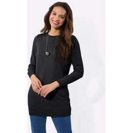 Casual Looks Damen Strickpullover "Longpullover", schwarz, Gr. 40, unifarben, 100% Baumwolle, Pullover