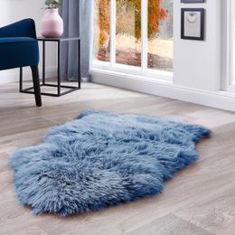 LUXOR living Fellteppich &raquo;Schaffell Namika&laquo; fellf&ouml;rmig 50 mm H&ouml;he echtes Lammfell, weich & flauschig, gro&szlig;e Farbauswahl, in 2 Gr&ouml;&szlig;en blau Lammfell B :