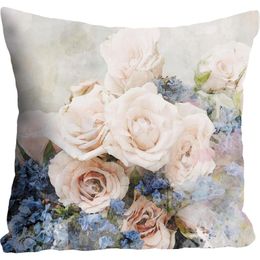 queence Dekokissen &raquo;Bl&uuml;ten&laquo; Kissenh&uuml;lle ohne F&uuml;llung, 1 St&uuml;ck bunt Polyester B/L: 40cm x 40cm, 1 Stk.