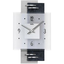 AMS Unisex AMS Wanduhr &raquo;W9245&laquo; Quarzuhr,Glas,Schiefer,Wohnzimmer,Esszimmer,Made in Germany,Flur grau B/H/L: 36cm x 22cm