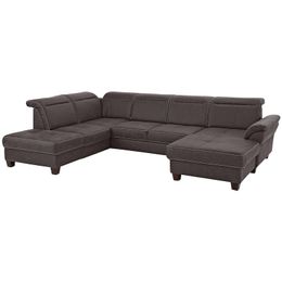 OTTO home Wohnlandschaft &raquo;Solvei U-Form&laquo; Sitztiefenverstellung und Federkern, wahlweise Kopfteilverstellung grau Struktur (100% Polyester);Luxus-