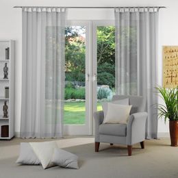 WIRTH Vorhang &raquo;Sunday&laquo; Schlaufen 1 Stk. tlg. nach Ma&szlig; grau Jacquard, Baumwolle, Polyester 145cm, Schlaufen, 141cm