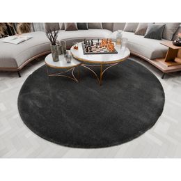 OCI DIE TEPPICHMARKE Hochflor-Teppich &raquo;Soft Dream&laquo; rund 30 mm H&ouml;he weich durch Microfaser, Shaggy, Langflor, Wohnzimmer grau Kunstfaser &Oslash; 120cm 1 Stk.