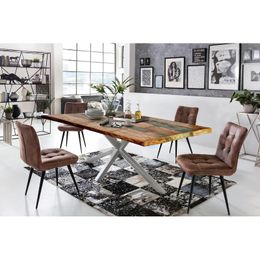 Sit Esstisch &raquo;Riga Altholz Massivholz mit Stern-Gestell & Unikat-Charakter&laquo; Massives Altholz mit markantem Stern-Gestell silber B/H/T: 240cm x 76cm x 