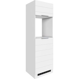 KOCHSTATION Backofenumbauschrank &raquo;KS-Luhe&laquo; 60 cm breit, hochwertige MDF-Fronten mit waagerechter Lisene wei&szlig; MDF wei&szlig;, B/H/T: 60cm x 200cm x 60cm, 