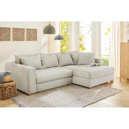 Jockenh&ouml;fer Ecksofa &raquo;Kampen L-Form, B: 288 cm, Liegefl. 153x245 cm&laquo; mit Schlaffunktion, Bettkasten & Zierkissen, Federkern beige Korpus: 100% Polyester;Kissen: 