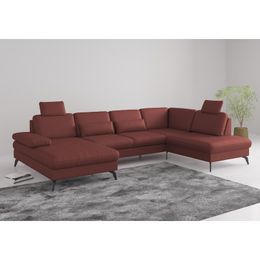 Sit & More sit&more Wohnlandschaft &raquo;Morris Jubi&laquo; wahlweise mit Armteilverstellung, Schlaffunktion & Bettkasten rot B/H/T: 335cm x 82cm x 212cm, NaturLEDER , 