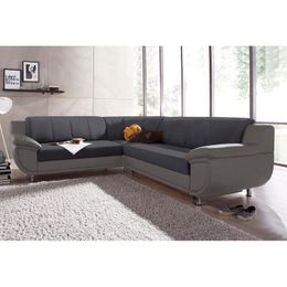 Trendmanufaktur Ecksofa &raquo;Rondo 3, zeitlos und modern, im Materialmix, L-Form&laquo; wahlweise Federkern f&uuml;r hohen Sitzkomfort, wahlweise Bettfunktion grau 