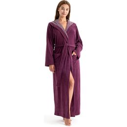 Kangaroos Damenbademantel &raquo;Dalia, ideal f&uuml;r Sauna & Spa, Standardl&auml;nge & &Uuml;berl&auml;nge&laquo; 1 Stk. Uni-Farben mit Streifen, Taschen, leicht, XS-3XL, auch in 